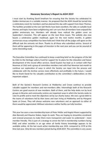 Family History Society of Cheshire - Honorary Secretary's Report for ...